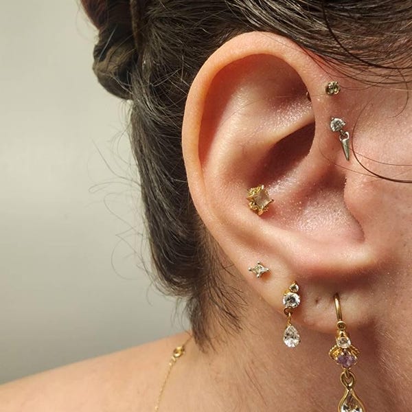 20G/18G/16G Spike Dangle Push Pin Labret • Threadless Flat Back Earring ...