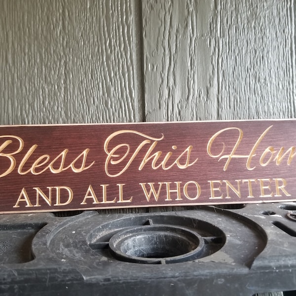 Bless This Home and All Who Enter Sign, Bless This Home Sign, Bless Our ...