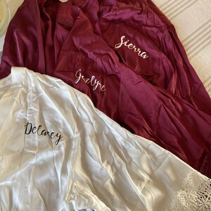 Burgundy Robe, Lace Robe, Satin Robe, Wedding Robe, Bridesmaid Robe ...