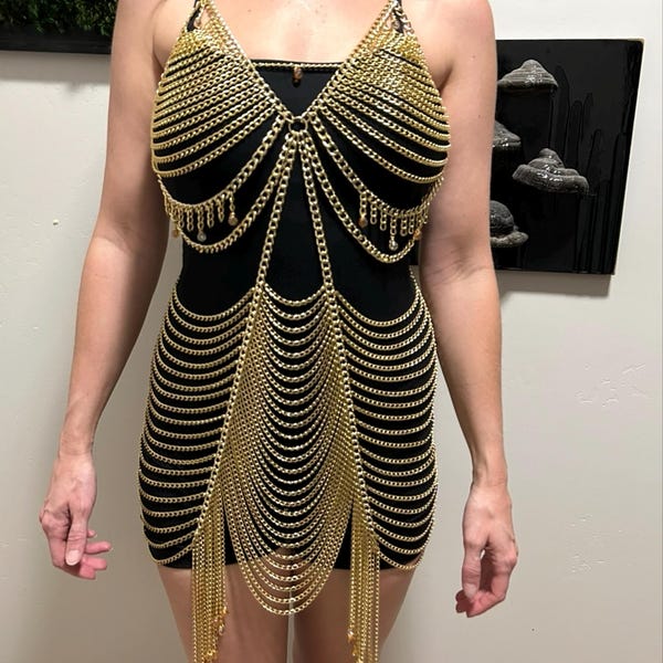 Black Gold Silver Bra Chain- Festival Bra - Bra Top - Body Chain - Rave ...