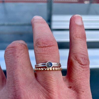 Simple Stacking Set,mixed Metals Ring Set,textured Rings,faceted Ring ...