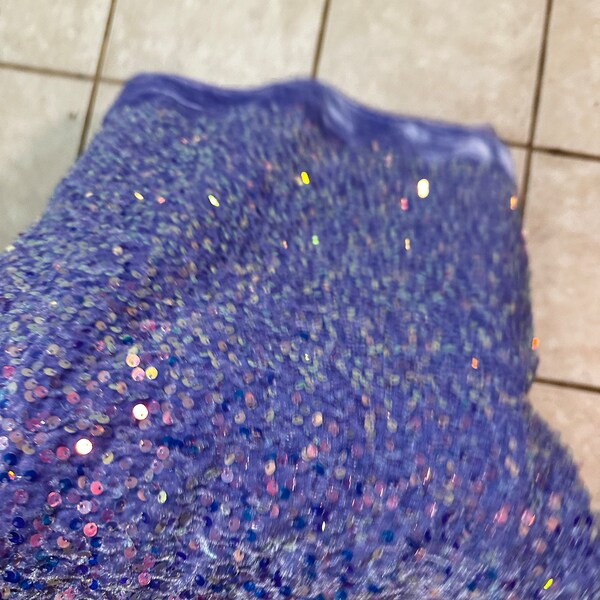 Lilac Purple Velvet Stretch With Iridescent Sequins Great Fabrics for ...