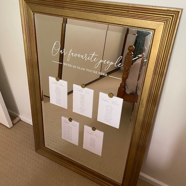 Seating Chart Title Wedding Decal Vintage Mirror Wedding Seating Plan ...