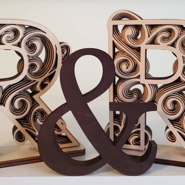 Free Standing Letters, 3 Pieces, Custom Oak Wood 3d Letters, Decorative ...