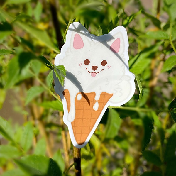 Icepup Sticker - Ice Cream Dog Sticker - American Eskimo Dog - Etsy