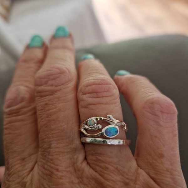 Spinning Ring, Dainty Silver and Brass Spinner Ring, Sterling Silver ...