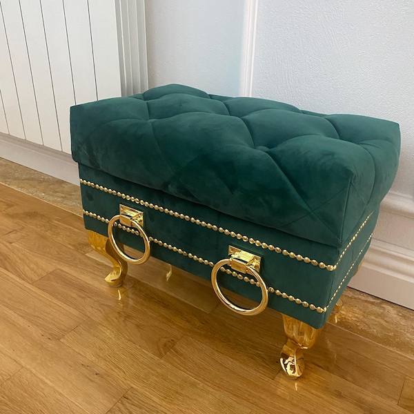 Bench Pouf With Storage Upholstered Furniture Handmade Pouf Hallway ...