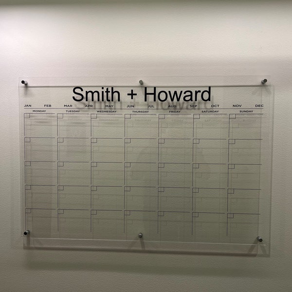 Large Acrylic Calendar | Dry Erase Board With Side Notes | Monthly ...