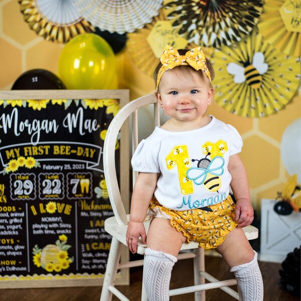 EDITABLE Honey Bee First Birthday Chalkboard Poster. Printable Bee-day ...
