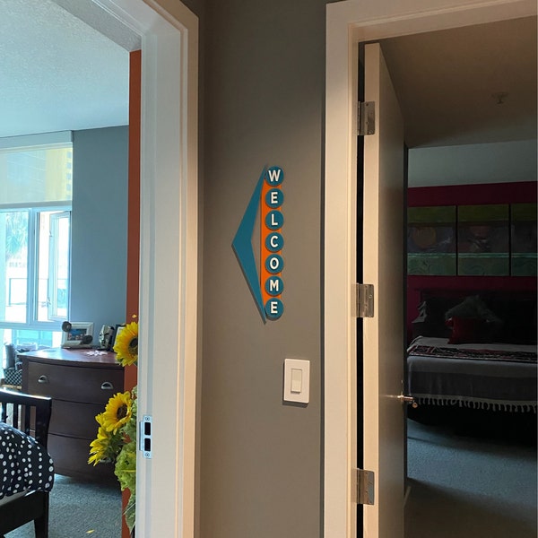 Mid-century Modern Style Vertical Welcome Sign | MCM Home Decor ...