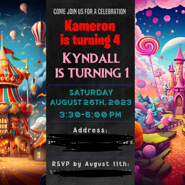 Editable Joint Birthday Party Canva Template,sibling Birthday Photo ...