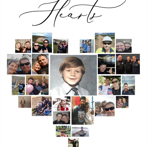 HEART Memorial Collage Sign Template Funeral Photo Poster Funeral ...