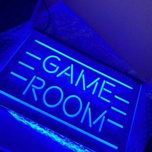 Game Room LED Neon Light Sign | Hanging Lit up USB Wall Display for Man ...