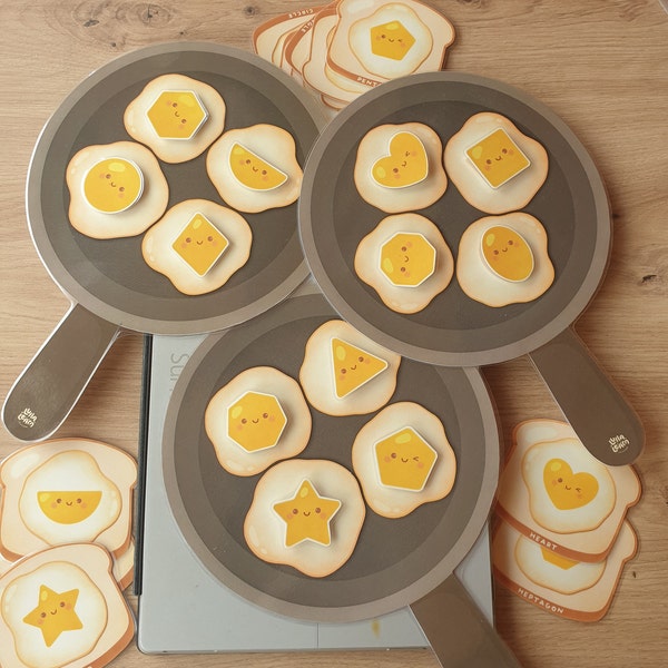 2D Shape Matching Printables Fried Eggs Pretend Play Activity Toddlers ...