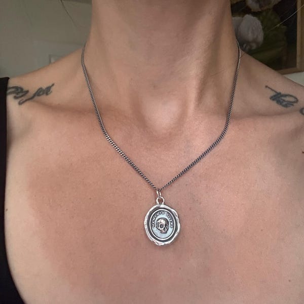 Spooky Ghost Halloween Wax Seal Necklace Pendant, Handmade Sterling ...