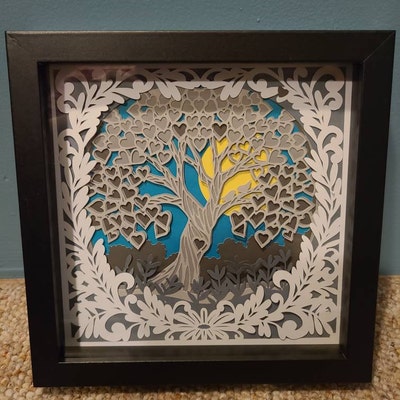Heart Tree Papercut Shadowbox Template, 7 Layers 3D Paper Lightbox, Diy ...