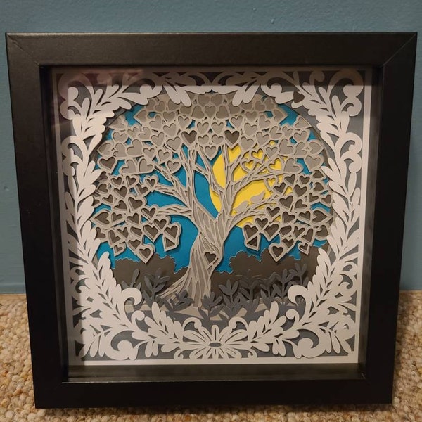 Heart Tree Papercut Shadowbox Template, 7 Layers 3D Paper Lightbox, Diy ...