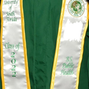 A Custom Grad Sash Grad Stole Custom Grad Sash Embroidered - Etsy