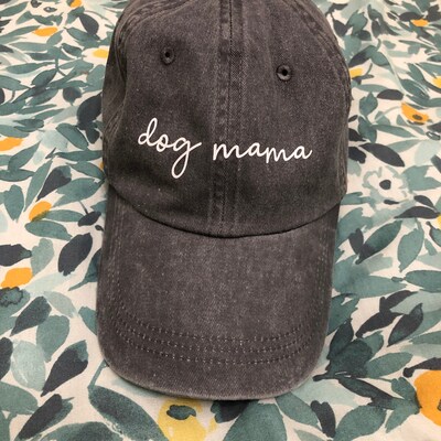 Dog Mama Script Dad Hat, Pigment Dyed Unstructured Baseball Cap, Dog ...