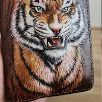 Leather Wallet, Tiger Wallet, Hand-tooled Leather Wallet, Passport ...