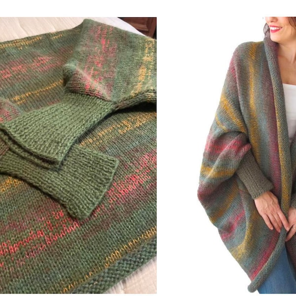 Ombre Wool Cardigan, Open Front Cardigan, Wrap Cardigan, Plus Size ...