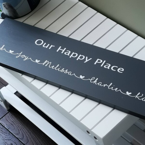 Our Happy Place Personalised Wooden Sign Plaque - Family|engagement ...