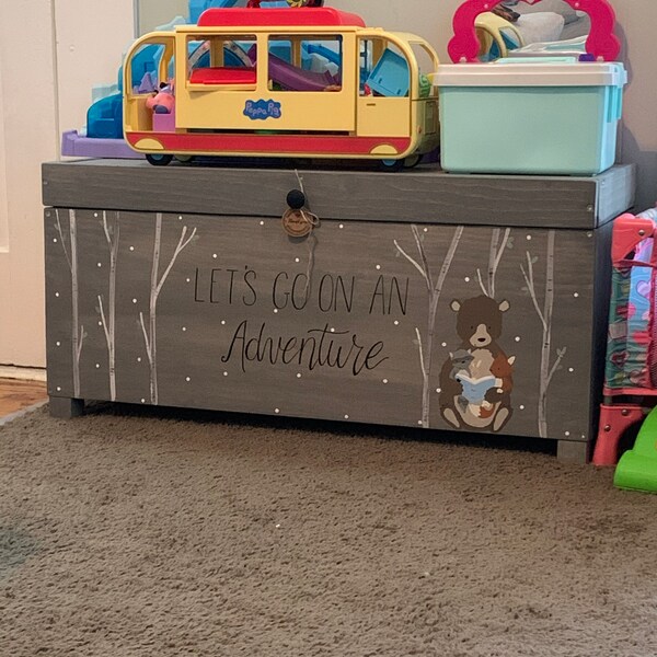 Toy Box | Large Toy Box | Hand Painted| Toy Bin | Kids Toy Chest | Wood ...