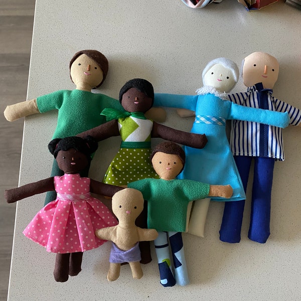 Family of Seven Dolls With Different Skin Color. 7 Dolls. Dollhouse ...