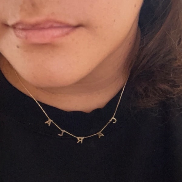 14k Solid Gold Initial Necklace , Name Necklace, Personalized Jewelry ...