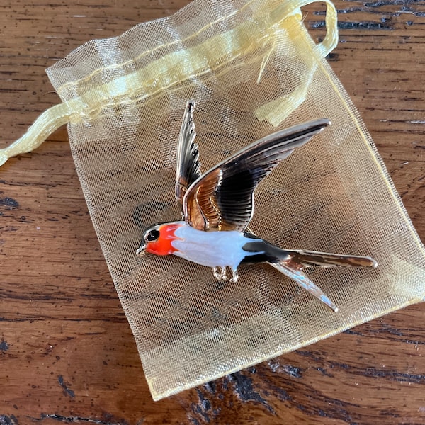 Vintage Swallow Bird Brooch, Enamel Bird Pin, Mother Gift for Mom ...