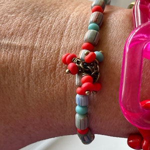 SSJ African Sunset One of a Kind Enameled Colorful Vibrant Bracelet and Long Pendant Boho ...