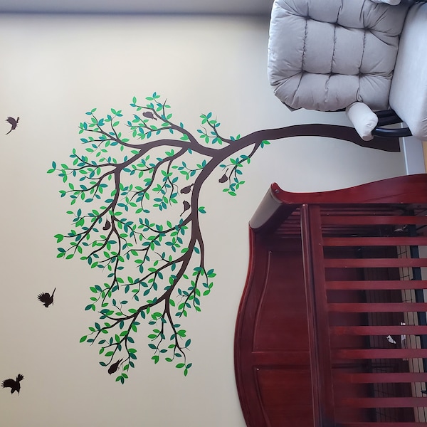 Wall Decal Large Tree Decals Huge Tree Decal Nursery With Birds Tree ...