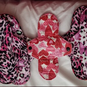 Set of 6 100% Cotton Cloth Menstrual Pads pink Flower/abstract Light ...