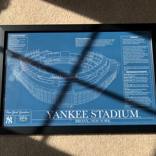 New York Yankees Yankee Stadium Ballpark Blueprint Baseball Wall Art - Etsy