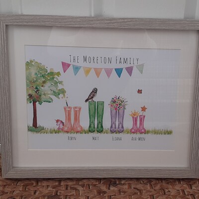 Personalised Family Welly Tree Print Custom Family Tree - Etsy