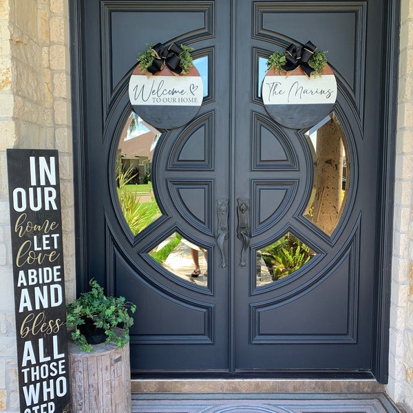 Religious Quote Porch Sign, Welcome Front Door in Our Home Sign, Porch ...