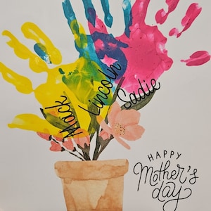 Flower Handprint Craft Art, Mothers Day Activity, for Mom or ...