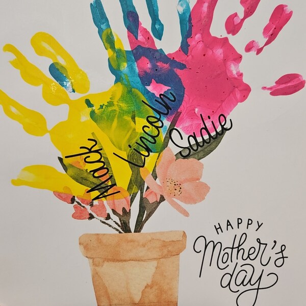Mothers Day Flower Handprint Art Bundle, Printable | Mom Craft Gift ...