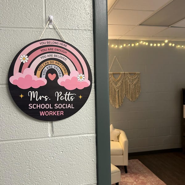 School Social Worker Office Sign, Social Worker Door Hanger ...