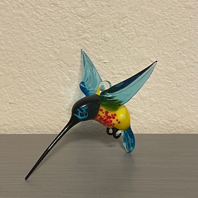 Glass Hummingbird Figurine, Flying Birds Hummingbird, Glass Animals ...