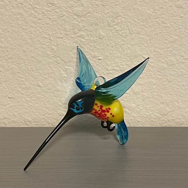 Glass Hummingbird Figurine, Flying Birds Hummingbird, Glass Animals ...
