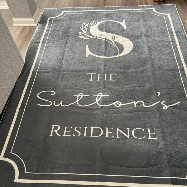 Custom Round Entry Rug With Personalized Name Text, Family Name Entry ...