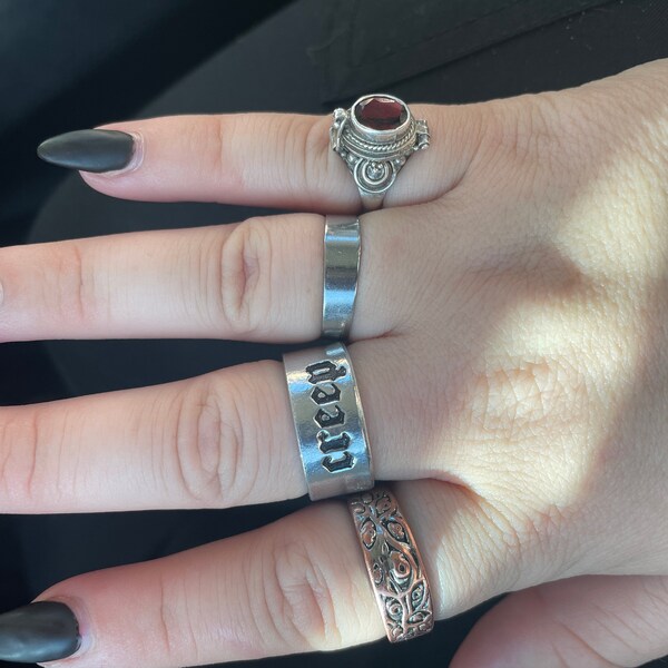 Creep Ring, Horror, Gothic, Halloween, Goth Jewelry, Aluminum Cuff Ring ...