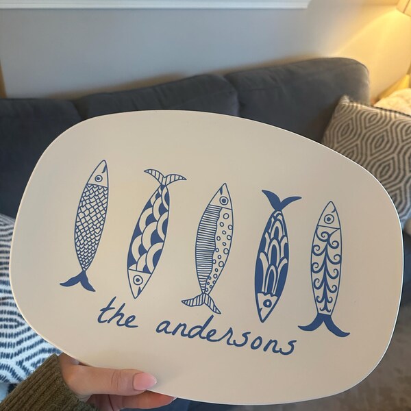 Custom Sardines Family Name Platter, Personalized Fisherman Aesthetic ...