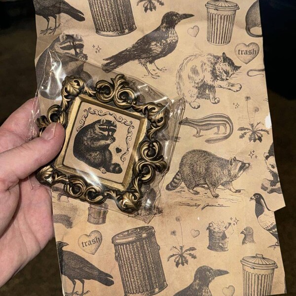 Trash Friends Wrapping Paper Funny Vintage Opossum Rat Crow Cat Skunk ...