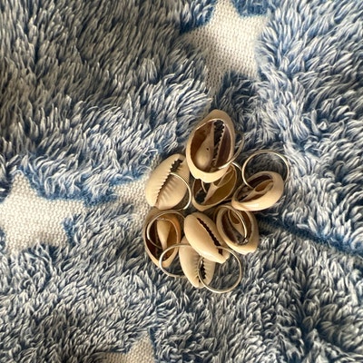 Set of 8 Cowrie Shells on Loc Rings, Loc Jewelry, Dreadlock Rings ...