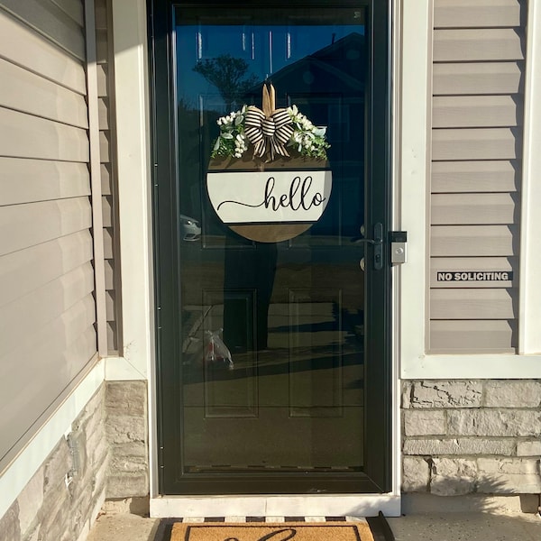 Front Door Decor | Front Door Wreath | Hello Sign | Year Round Wreath ...