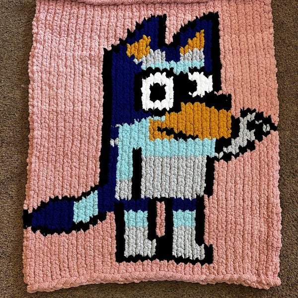 Bluey Character Throw Blanket Pattern Only/ Hand Crochet Chunky Yarn ...