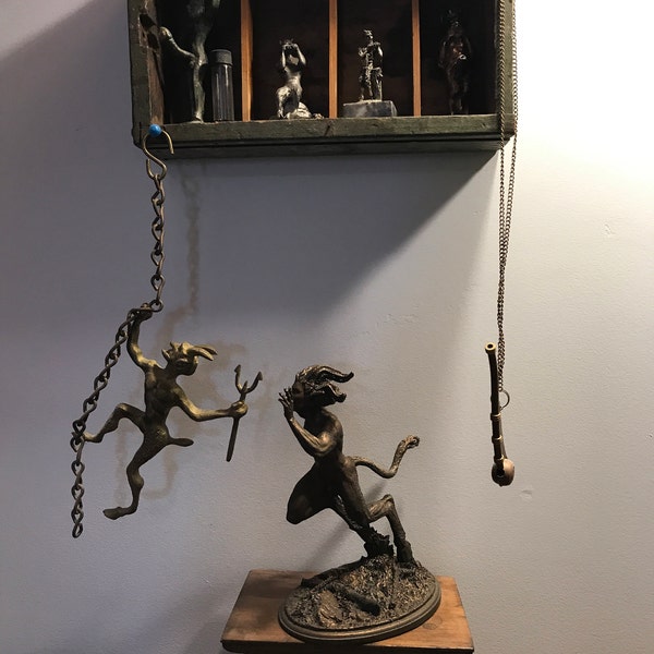 Running Satyr Statue, Hand Painted Resin Sculpture | Mythical Creature ...