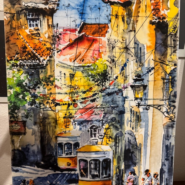 Vista panorâmica de Lisboa, impressões de arte de parede de viagens por ...